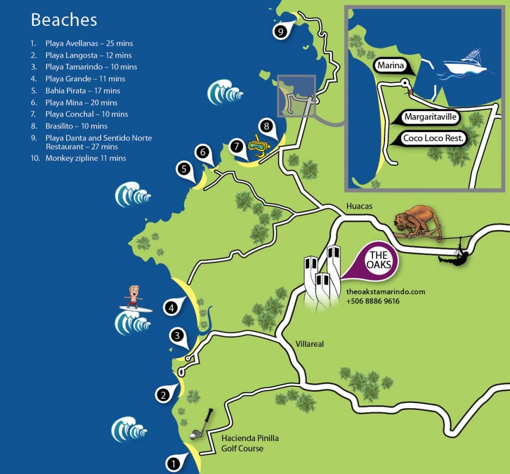 The Oaks – Beaches Map – The Oaks Condos – Tamarindo Real Estate ...